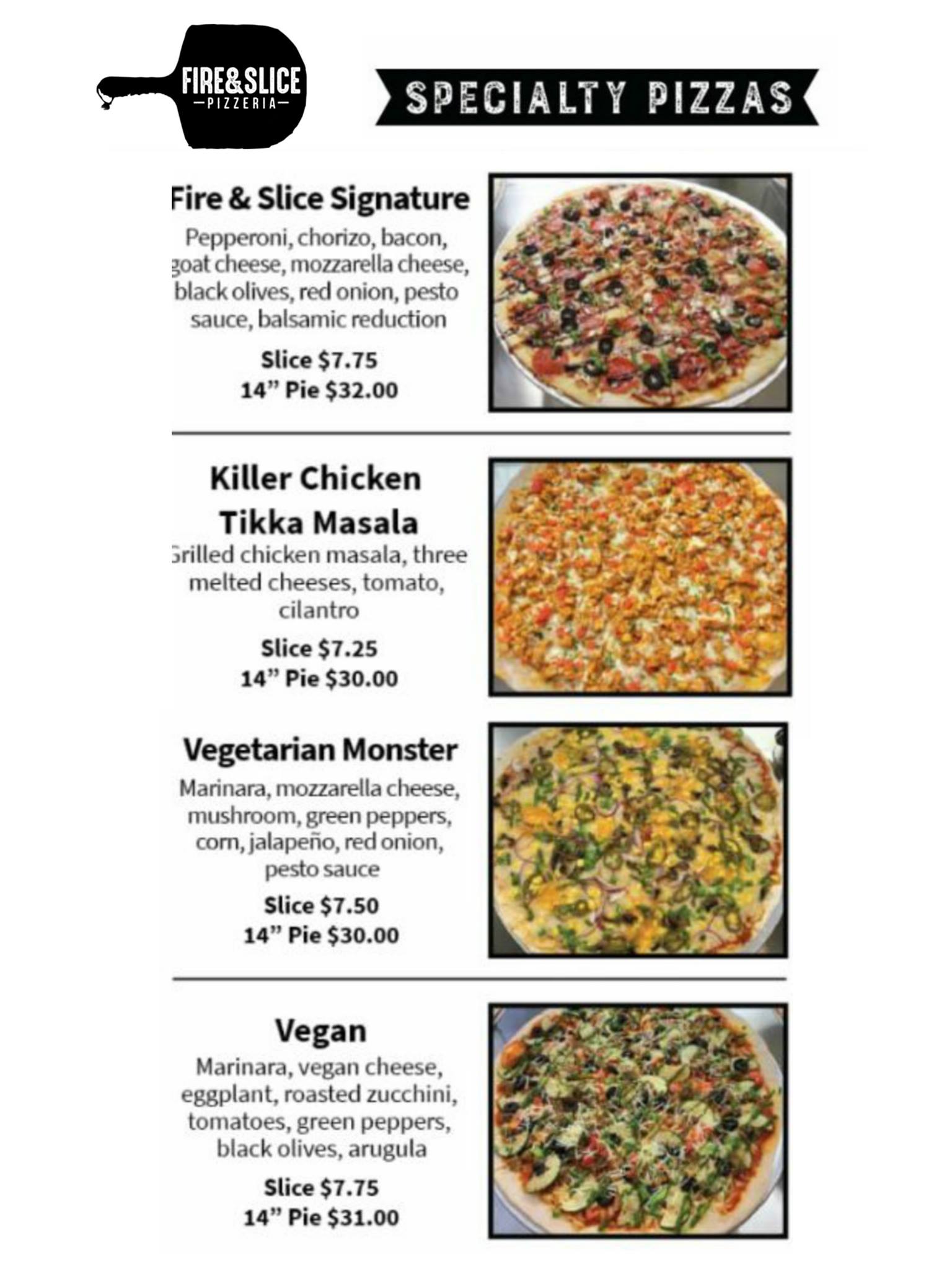 Fire & Slice Pizzeria | Menus.bm