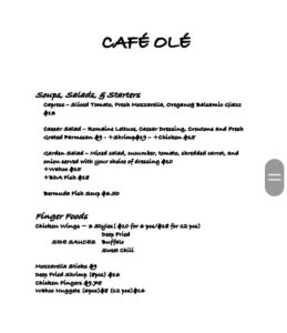 Café Olé | Menus.bm