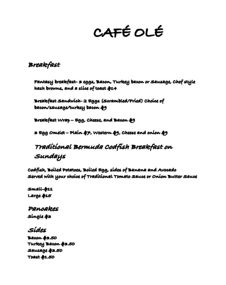 Café Olé | Menus.bm