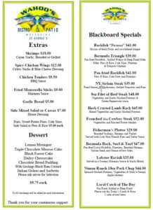 Wahoo’s Bistro & Patio | Menus.bm